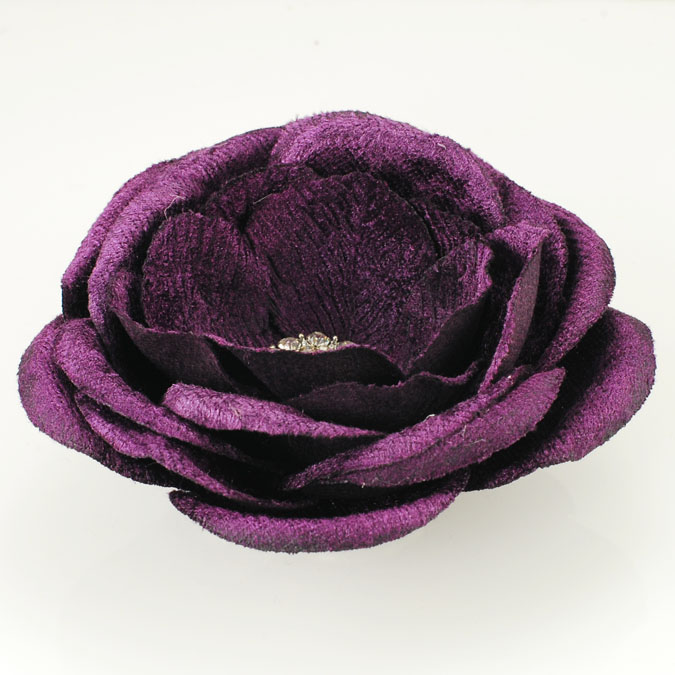 Purple Fabric Flower Brooch